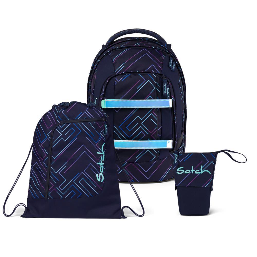 Satch Pack Purple Laser Pencil Slider Light Edition Schulrucksack Set